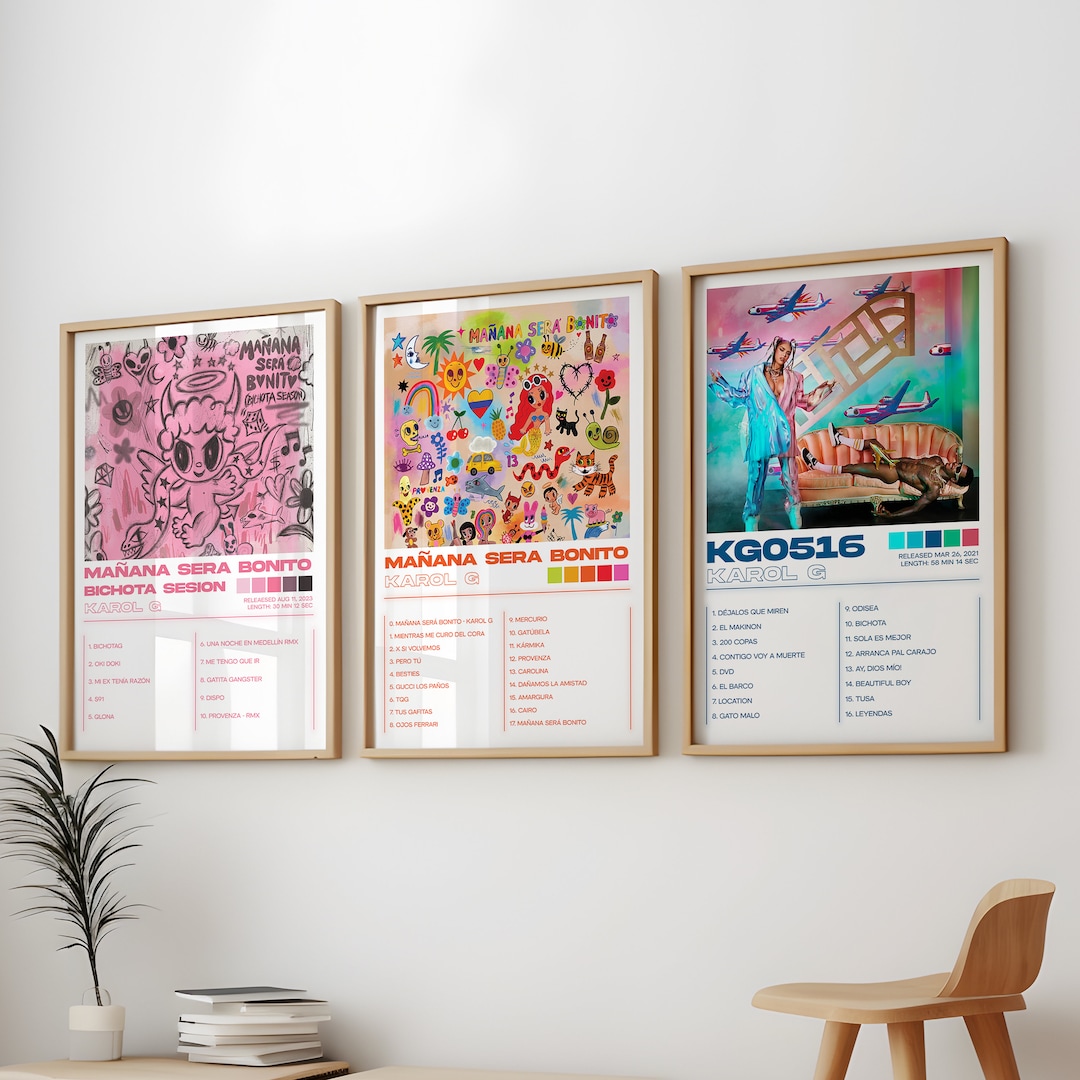 Karol G Posters 3 Pack, Karol G Albums Art Cover Wall Print Painting ...