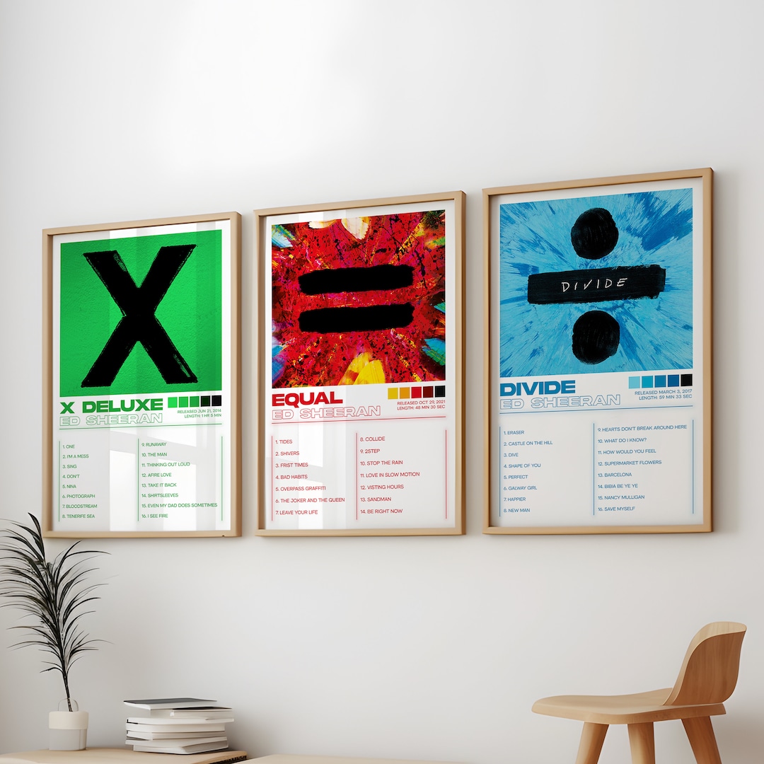 Ed Sheeran Posters 3 Pack, Ed Sheeran Albums Art Cover Wall Print ...