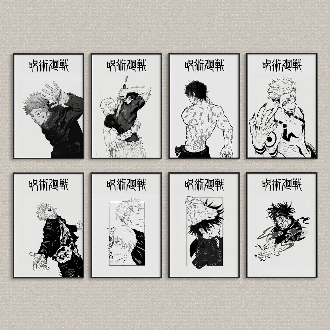 Jujutsu Kaisen Posters 8 Pack, JujutsuKaisen Anime Art Anime Wall Print ...