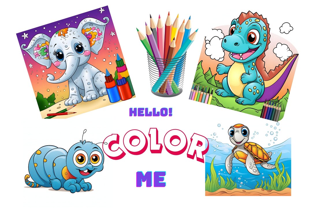 Coloring Book for Kids "hello! Color Me!" | Digital Coloring | Elephant ...