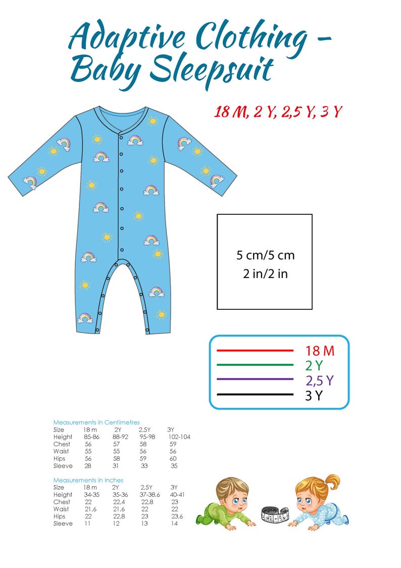 Adaptive Clothing - Baby Sleepsuit Pattern for Kids 1,5-3 Y, PDF ...