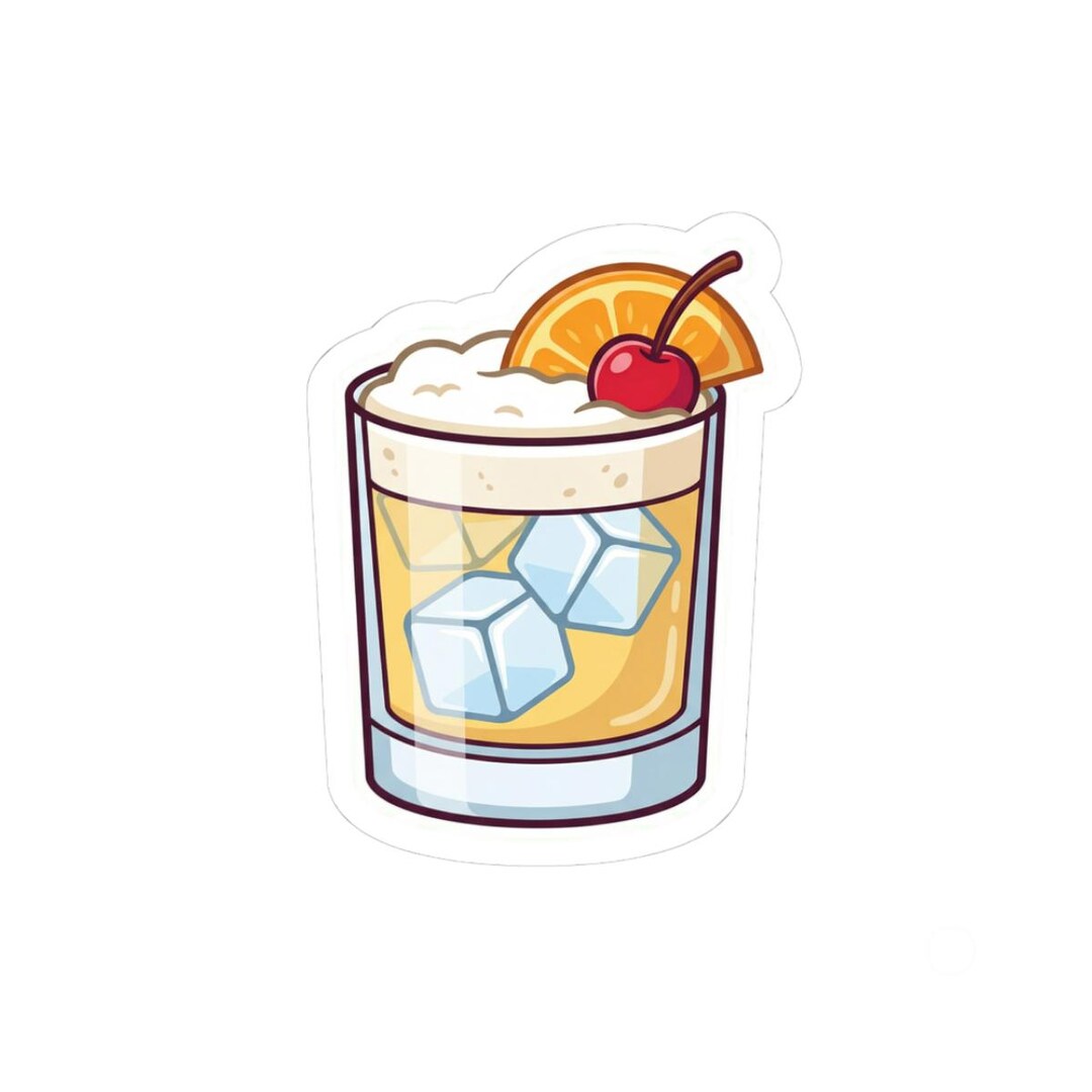 Whiskey Sour Sticker | Cocktail Art Laptop Decal | Gift for Bartender ...