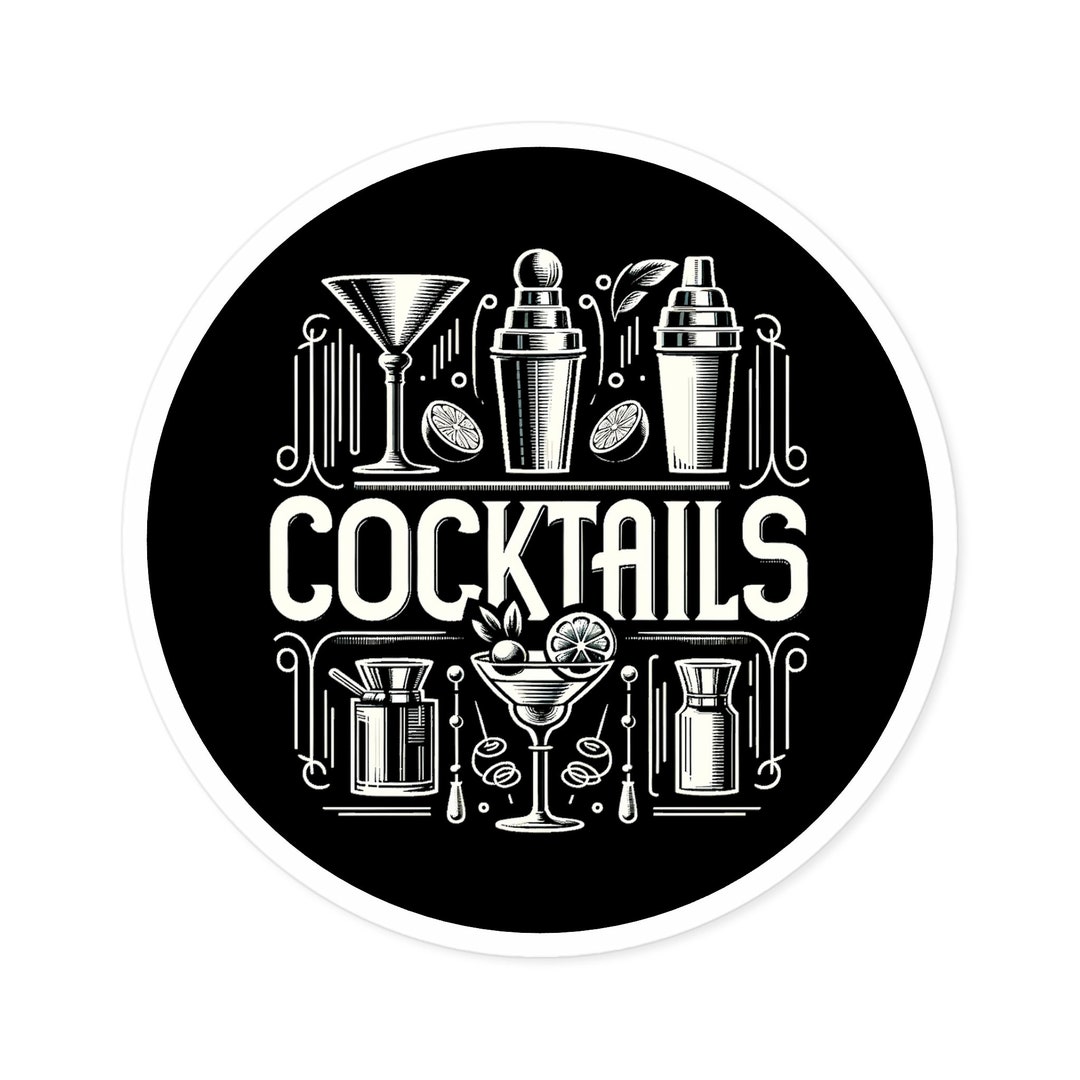 Classic Cocktails Vinyl Sticker - Durable and Weatherproof Drink Decal ...