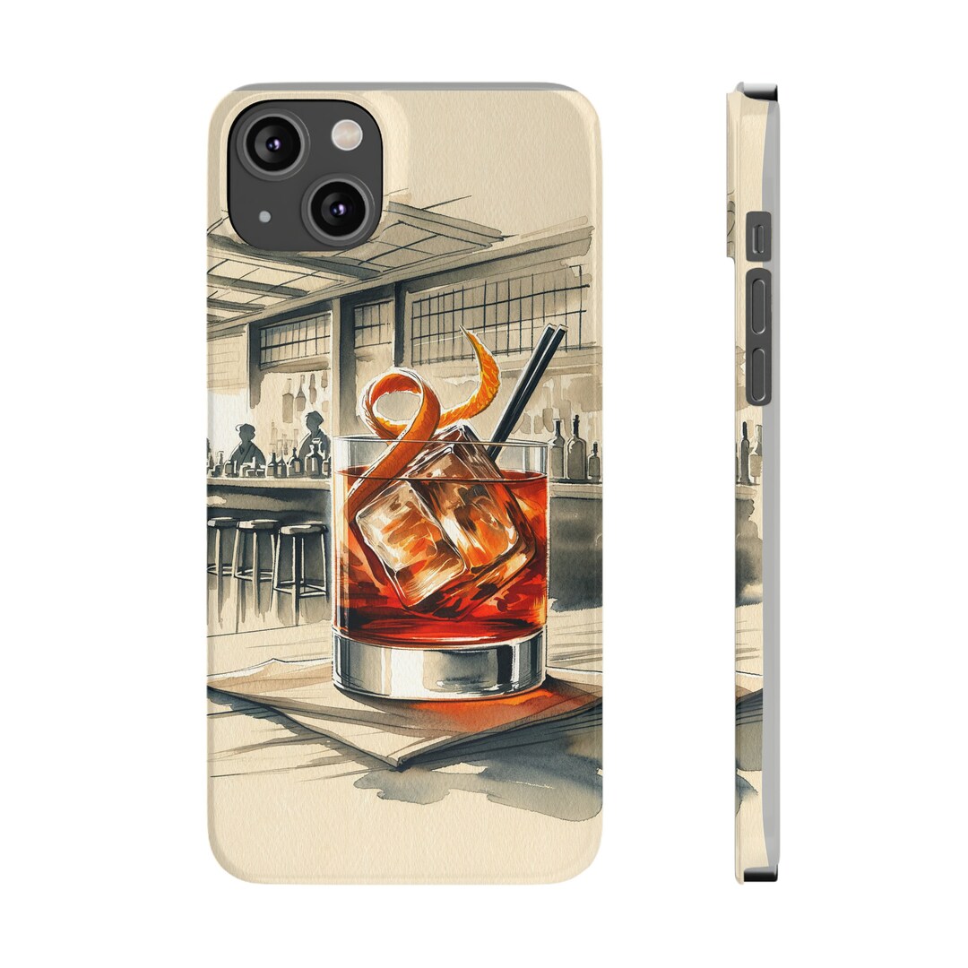 Sumo-e Watercolor Negroni Cocktail iPhone Case - Sleek, Glossy ...