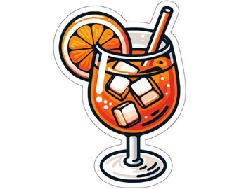Aperol Spritz Cocktail Vinyl Sticker Vivid Die-cut for Drink ...
