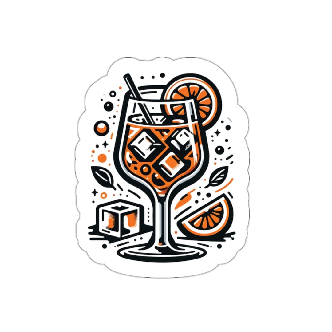 Aperol Spritz Style Cocktail Sticker | Multiple Sizes | Water-resistant ...