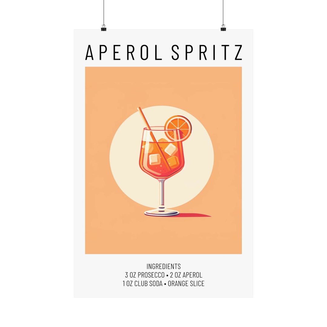 Aperol Spritz Recipe Poster - Premium Matte Art Print for Cocktail ...