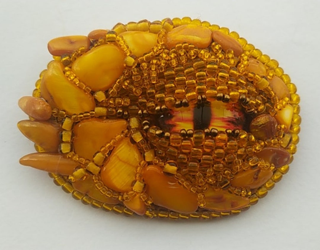 Brooch-amulet Magic Eye Work From Mother of Pearl and Amber - Etsy