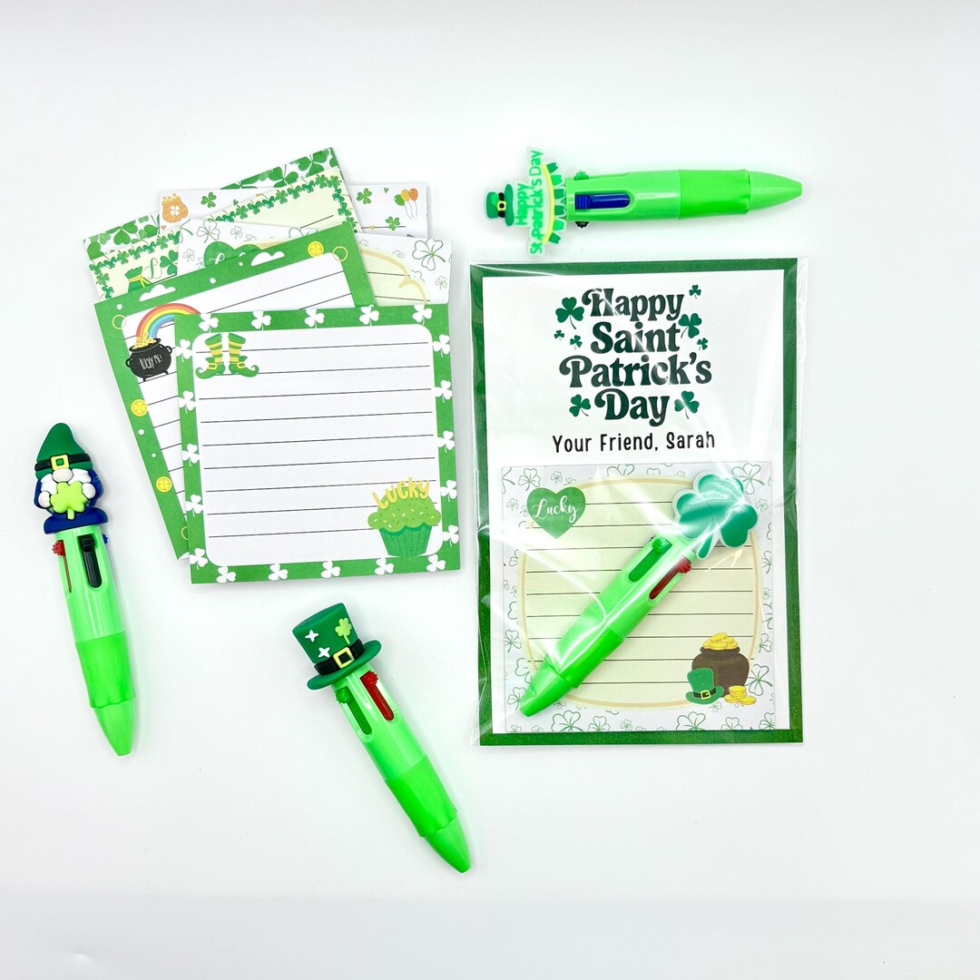 St Patrick’s Day Notepad and Multicolor Pen Set Gift for Kids Parade ...