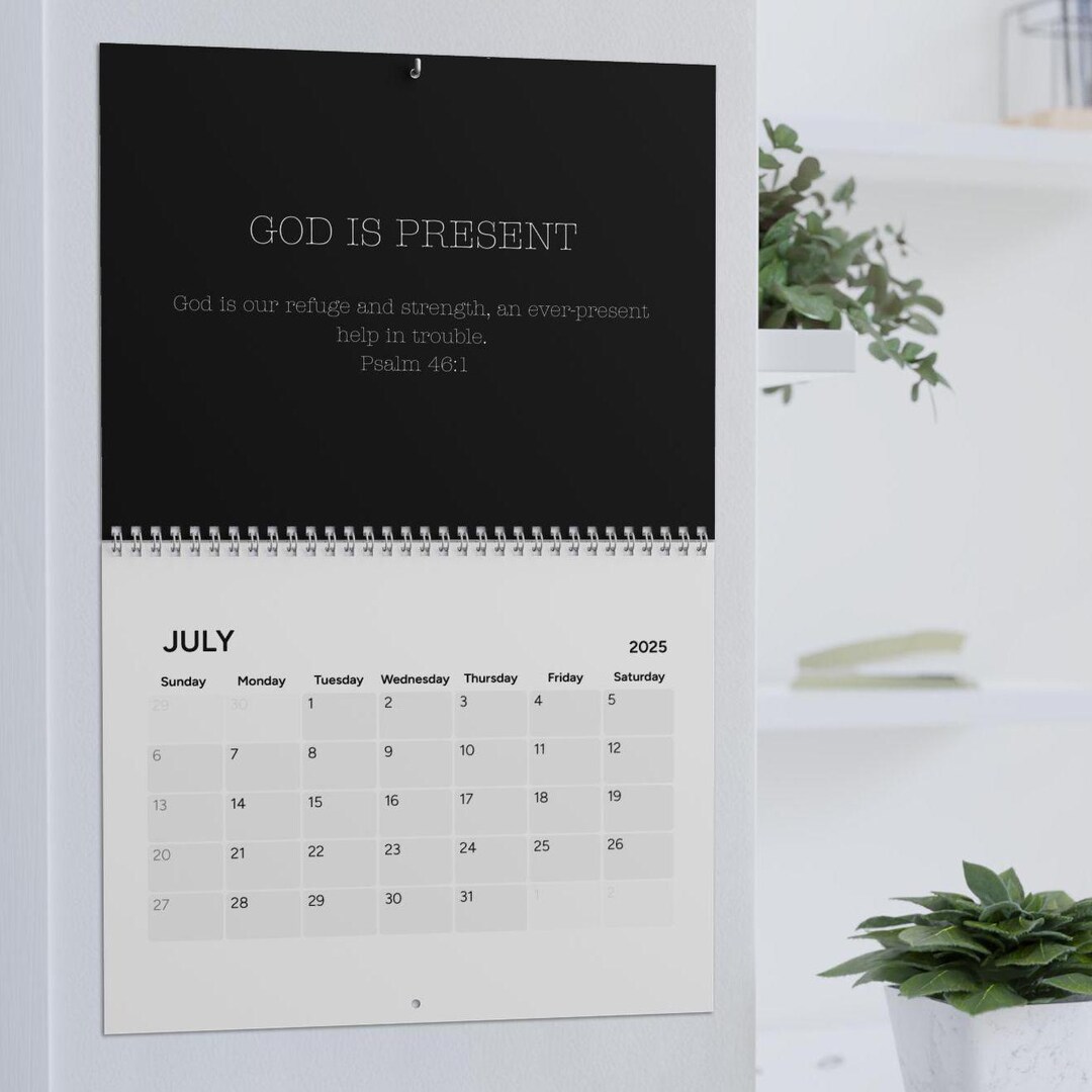 2025 Christian Calendar Scripture Verse Wall Schedule for Work Simple ...