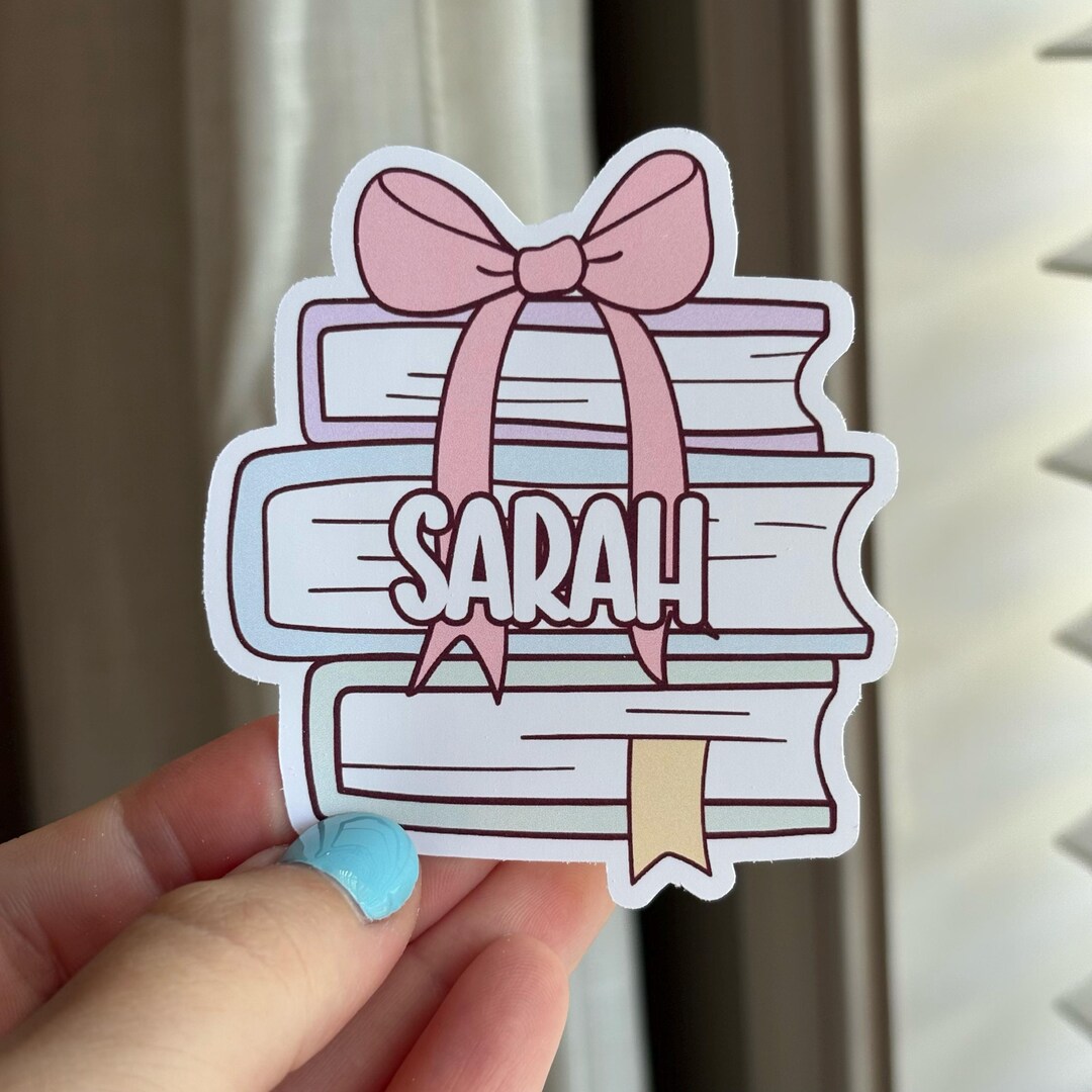 Custom Teacher Name Librarian Custom Book Stack Name Sticker ...
