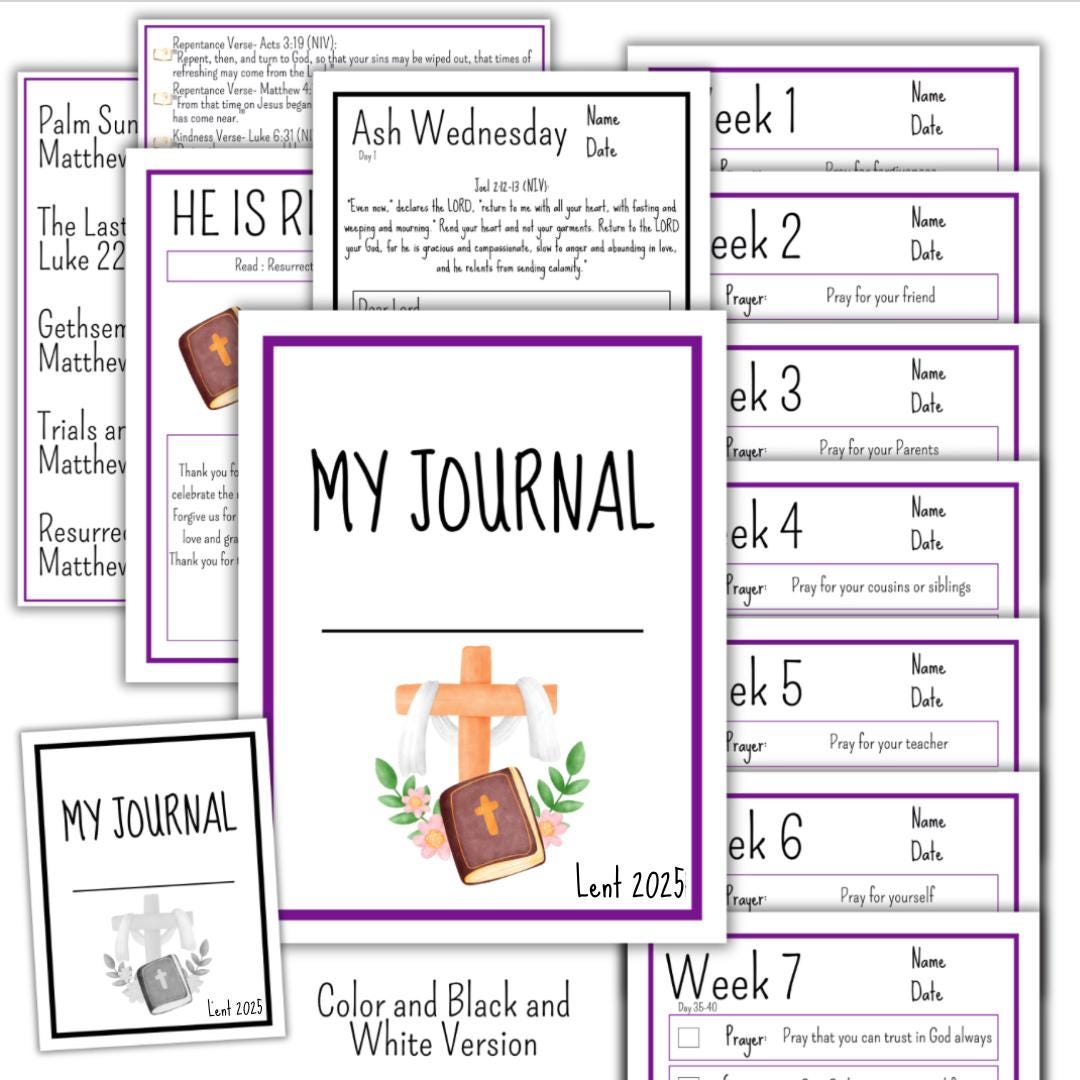 2025 Lent Journal for Kids Elementary School Workbook Activity for ...