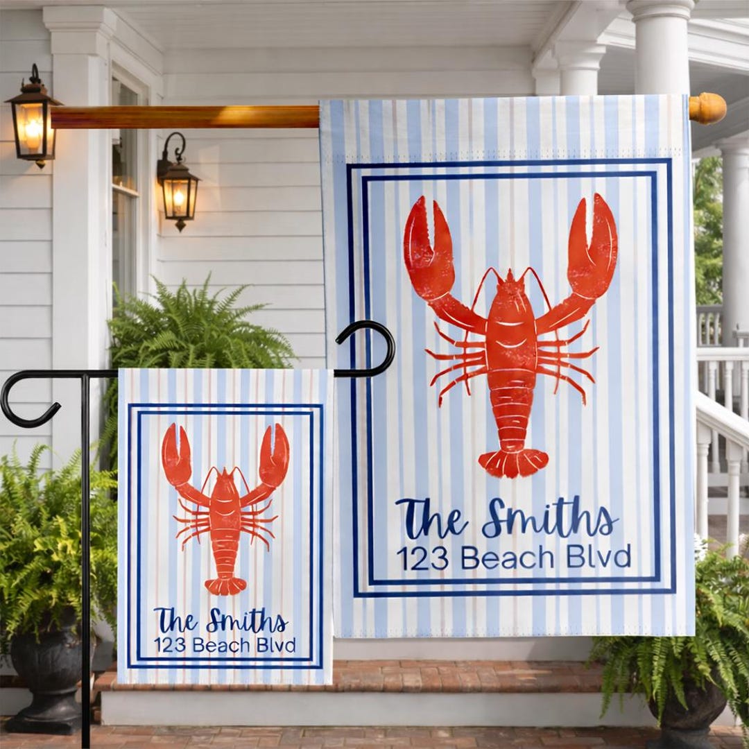 Lobster Beach House Flag Personalized Lobster Garden Flag for Beach ...