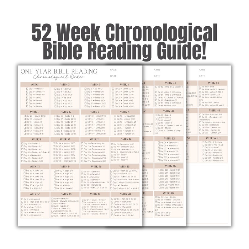 Chronological Order Reading the Bible Checklist Guidance Scripture ...