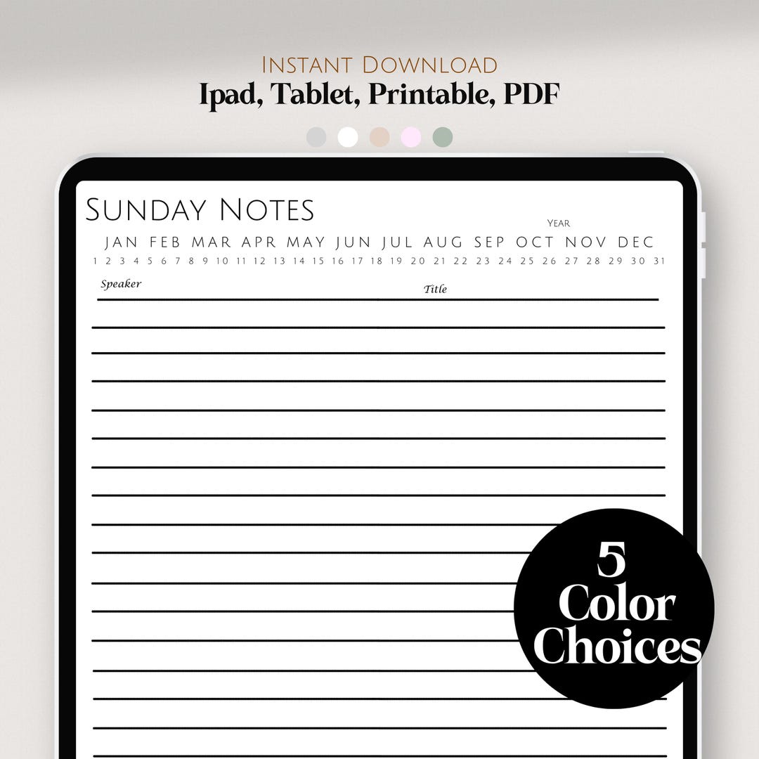 2025 Sermon Notes for Sunday Church Note Taking PDF Instant Download ...