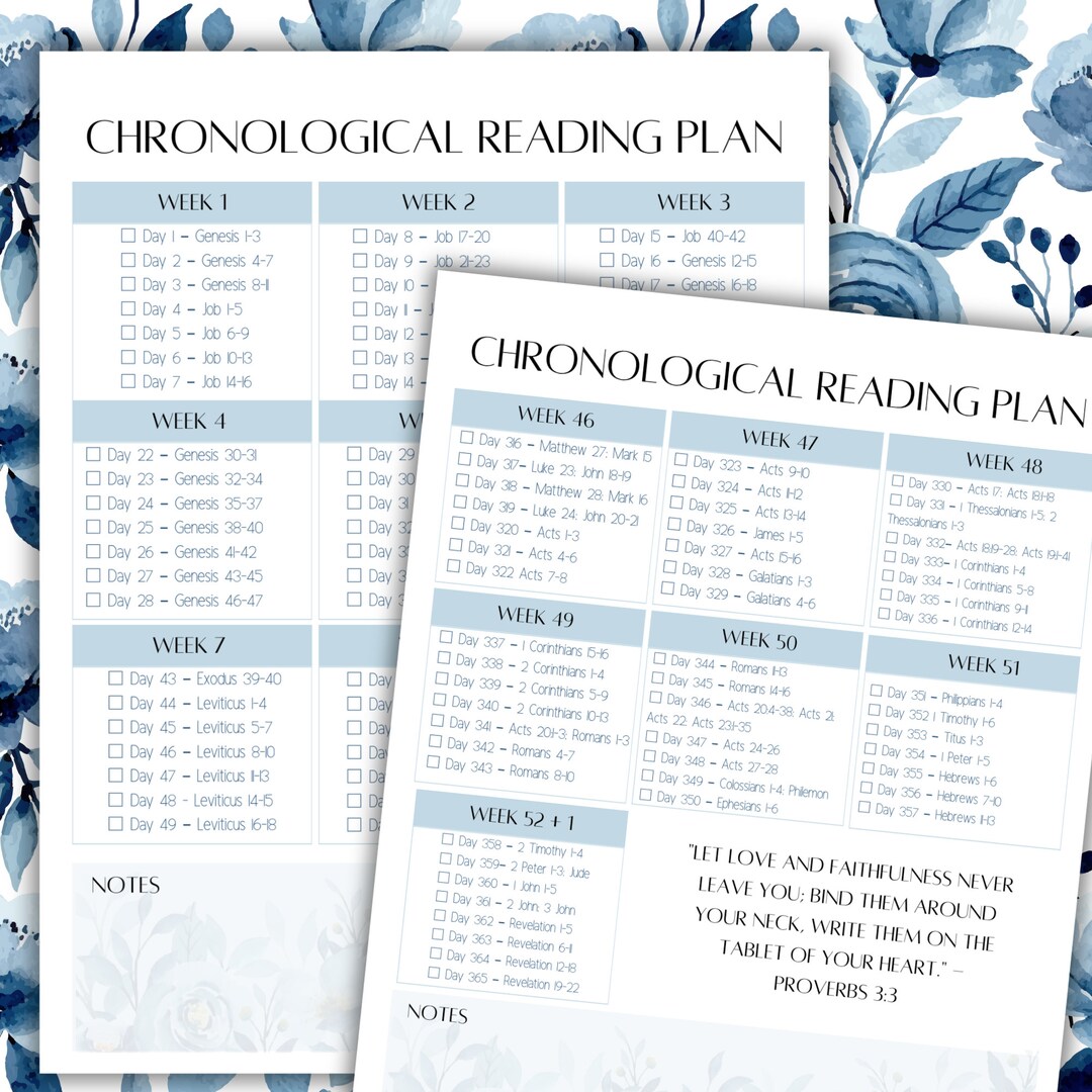 Chronological Bible Reading Plan Bundle Bible Tracker One Year Bible ...
