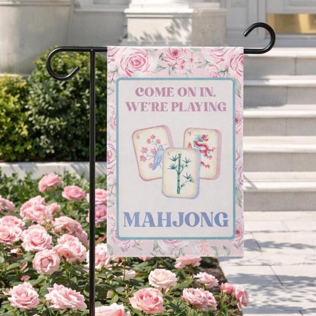 Floral Mahjong Welcome Game Night Sign Flower Preppy Home Decor for ...