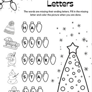 Christmas Themed Worksheet Packet for Kinder-1st Grade - Phonics ...