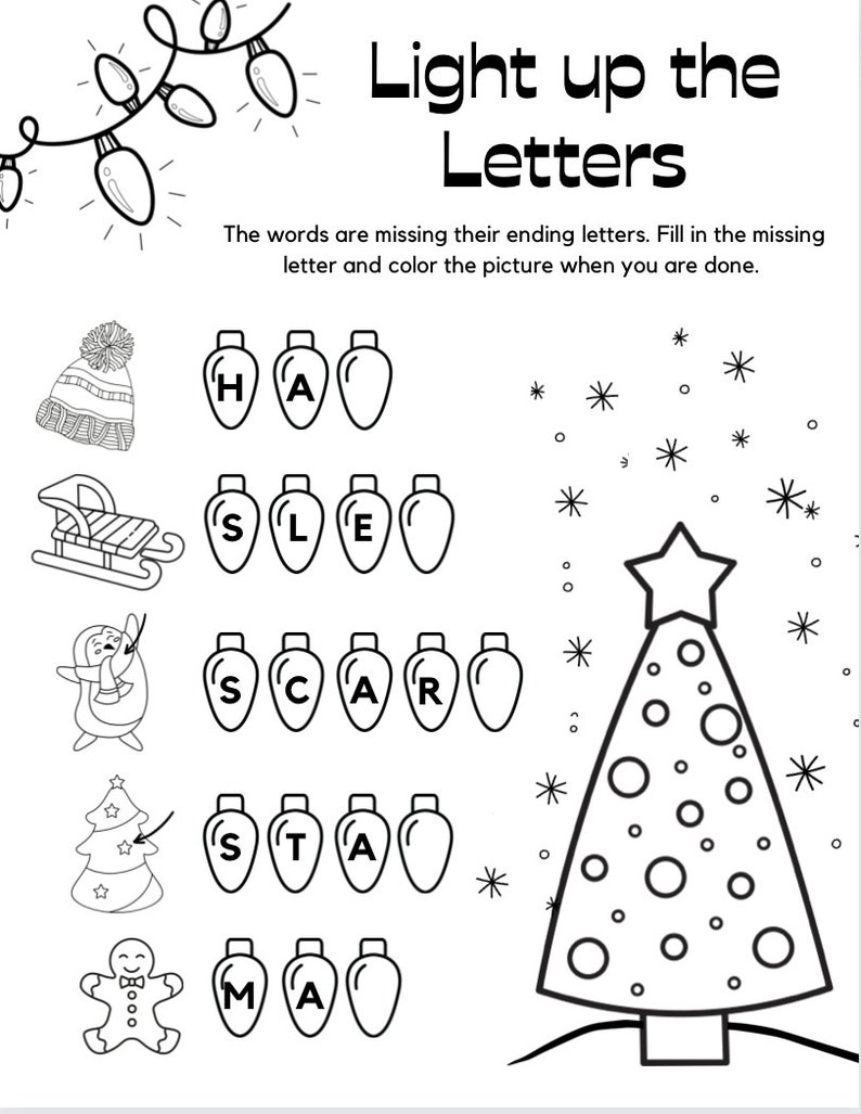 Christmas Themed Worksheet Packet for Kinder-1st Grade - Phonics ...