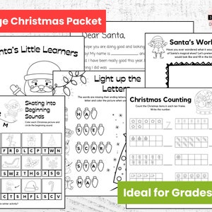 Christmas Themed Worksheet Packet for Kinder-1st Grade - Phonics ...