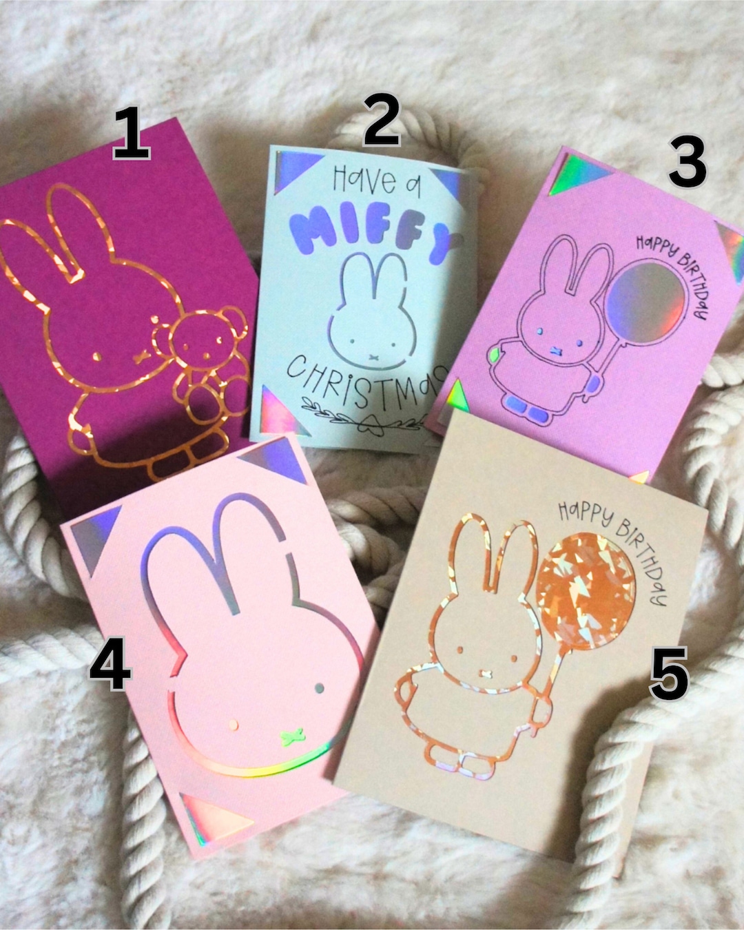 Miffy Card, Greeting Card, Birthday Card, Valentine Card, Christmas ...