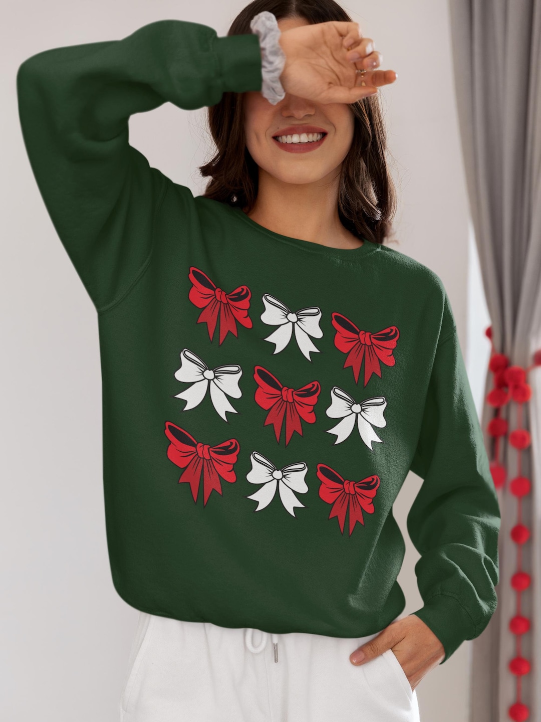 The Grinch, Christmas Bow Sweater for Women Sweater for Party - Etsy