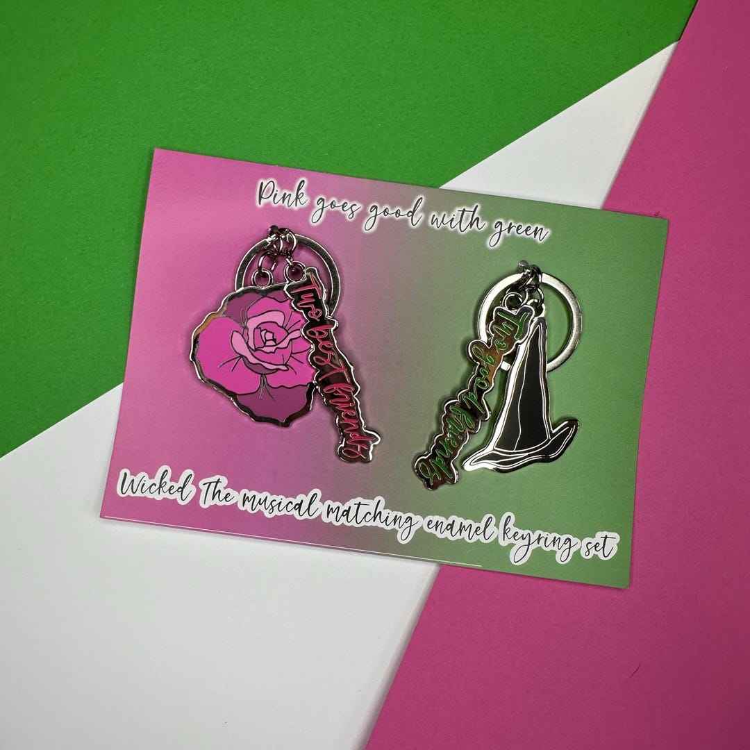 Wicked the Musical Elphaba and Glinda Matching Hard Enamel Keyring Set ...