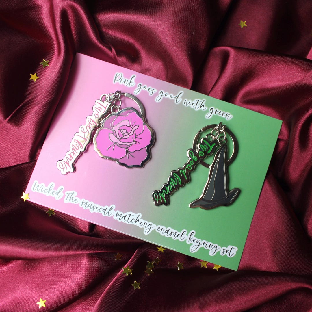 Wicked the Musical Elphaba and Glinda Matching Hard Enamel Keyring Set ...