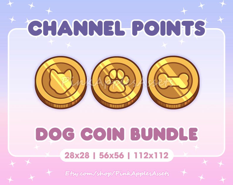 Dog Coin 3-bundle Channel Points Icon/emote for Twitch - Instant ...
