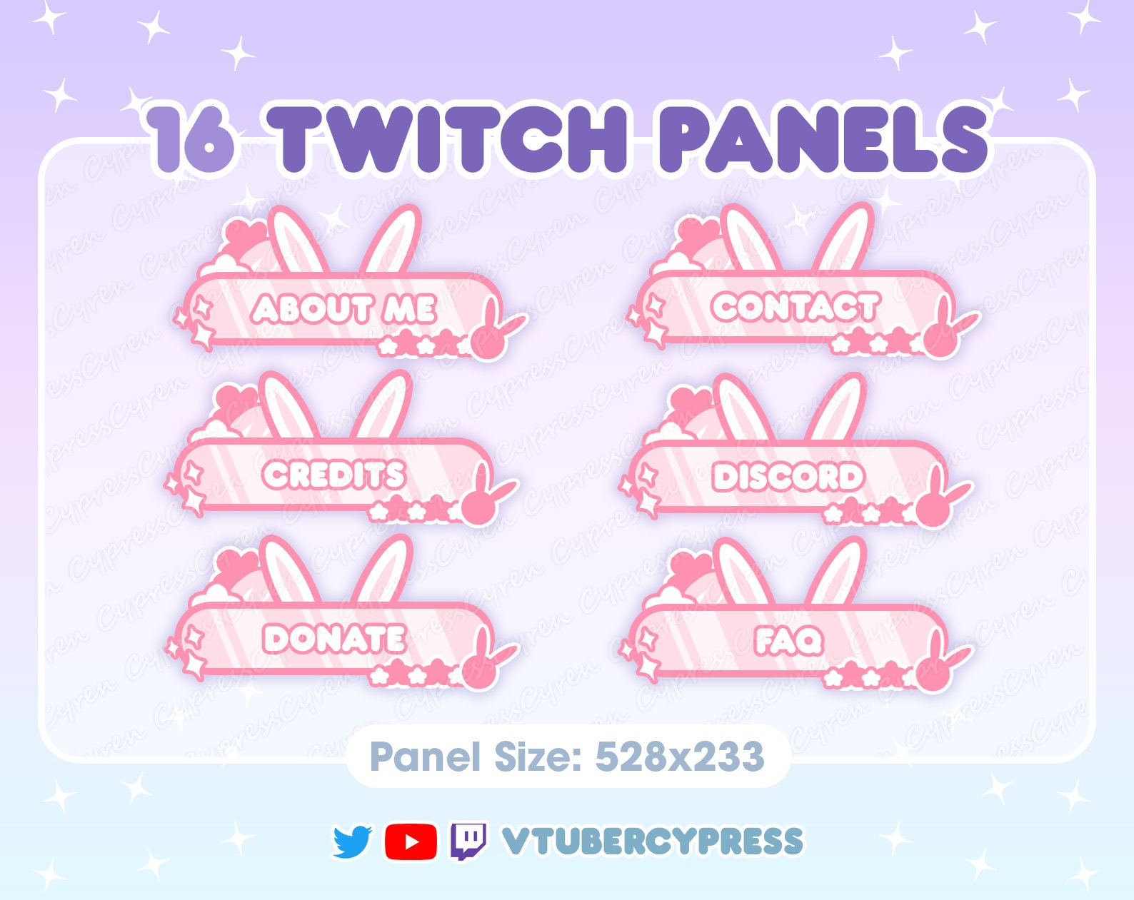 16 Pastel Pink Bunny Twitch Panels Instant Download - Etsy