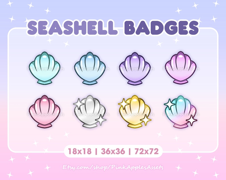 Seashell Badges for Twitch/youtube/discord (sub/bit Badges) - Instant ...