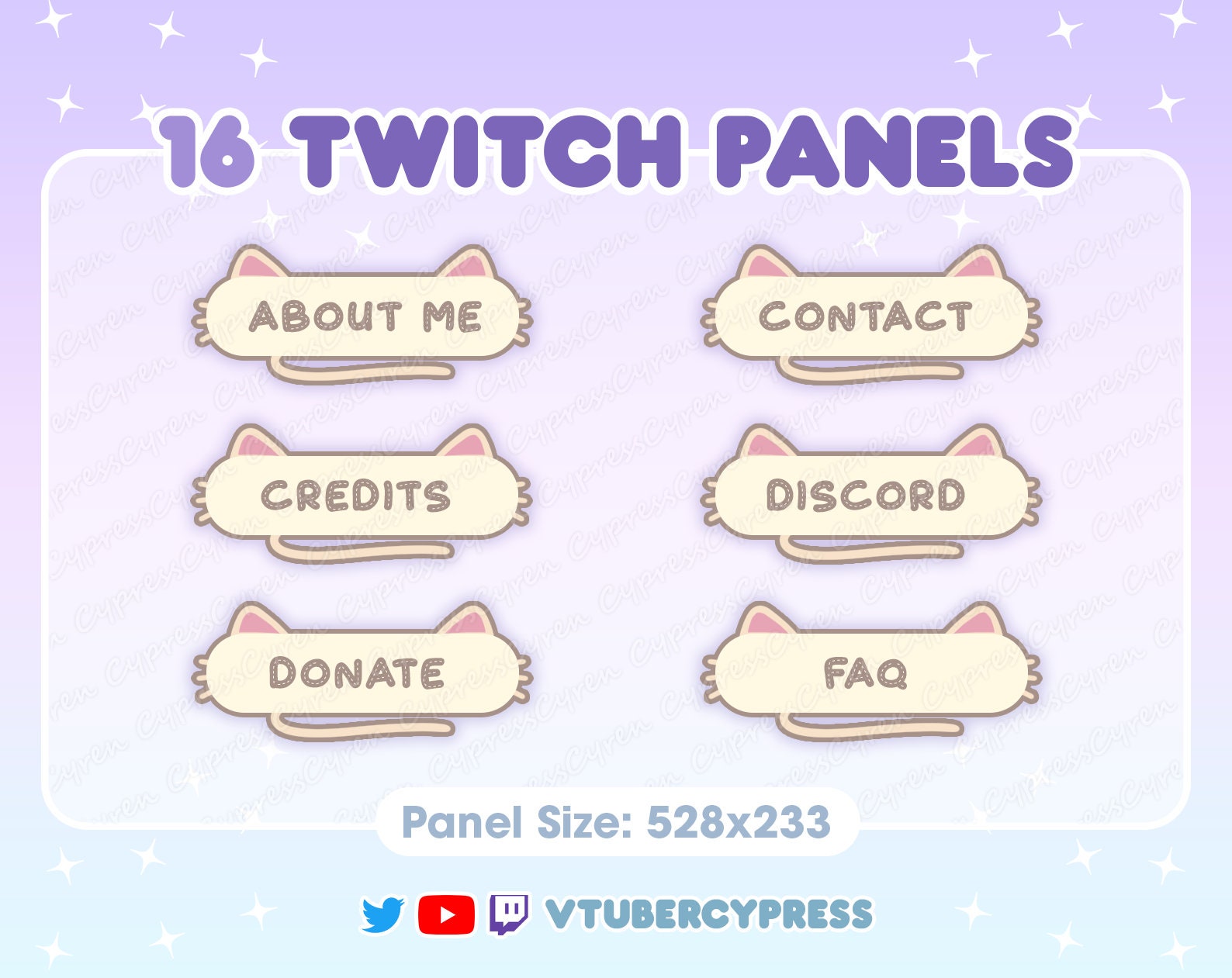 16 Cream Cat Twitch Panels Instant Download - Etsy