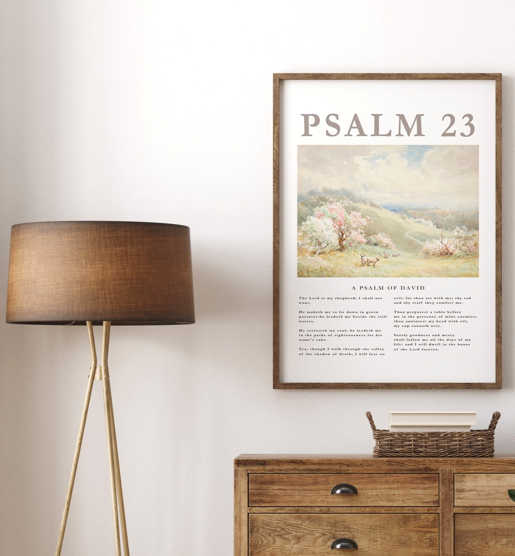 Psalm 23 Scripture Wall Art Printable, the Lord is My Shepherd Vintage ...