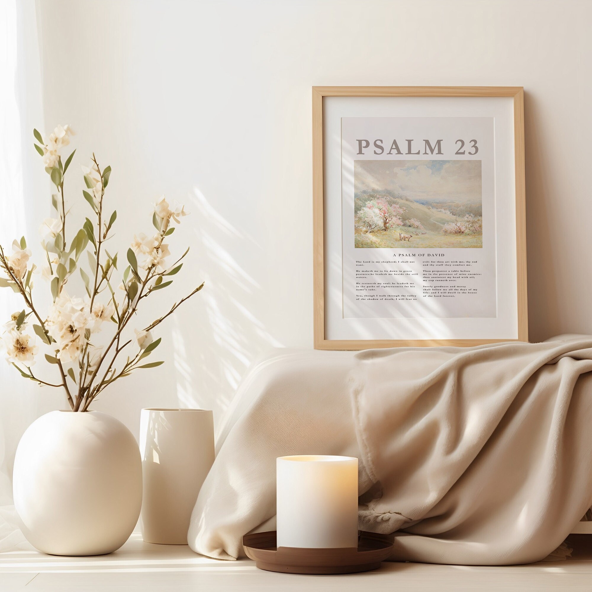 Psalm 23 Scripture Wall Art Printable, the Lord is My Shepherd Vintage ...