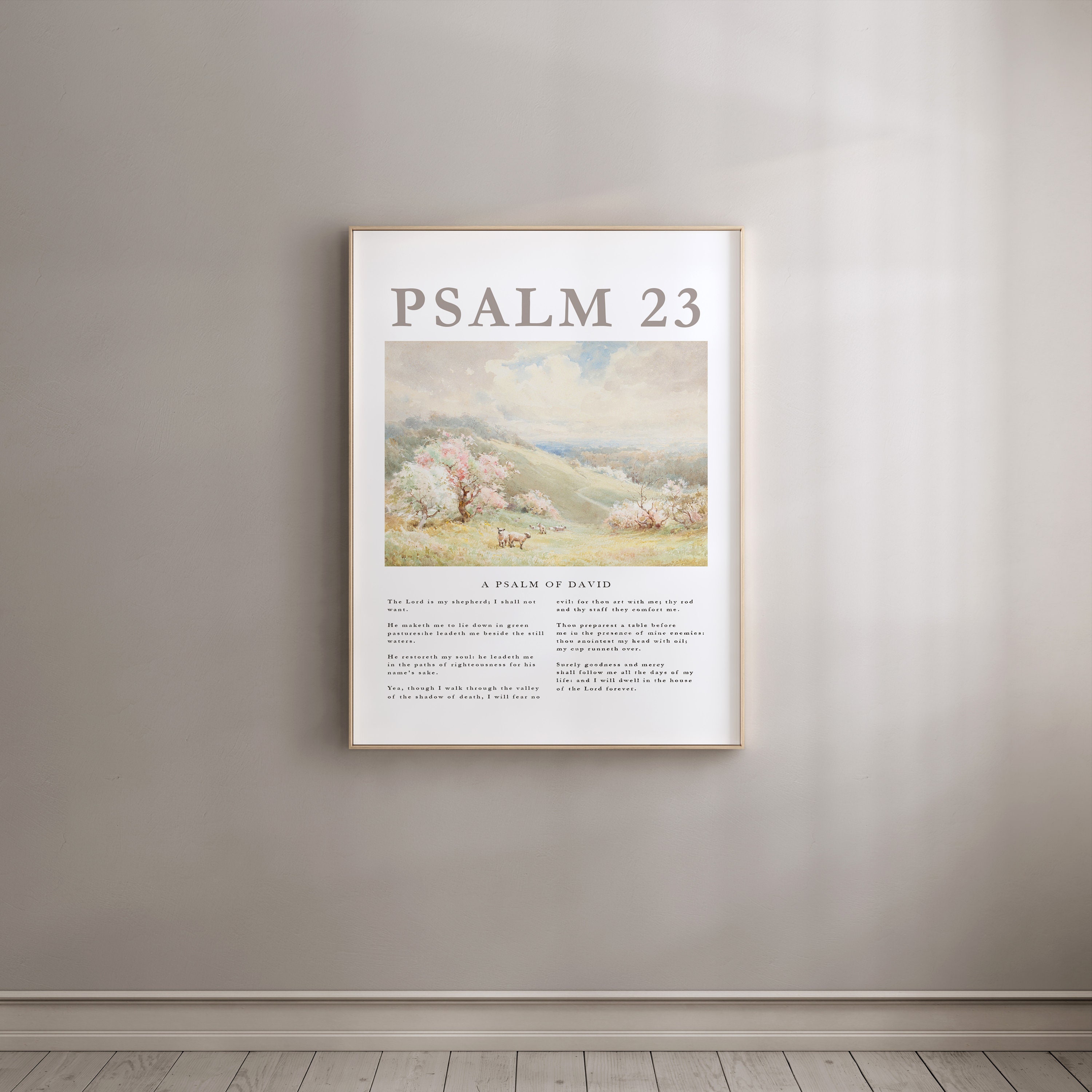 Psalm 23 Scripture Wall Art Printable, the Lord is My Shepherd Vintage ...
