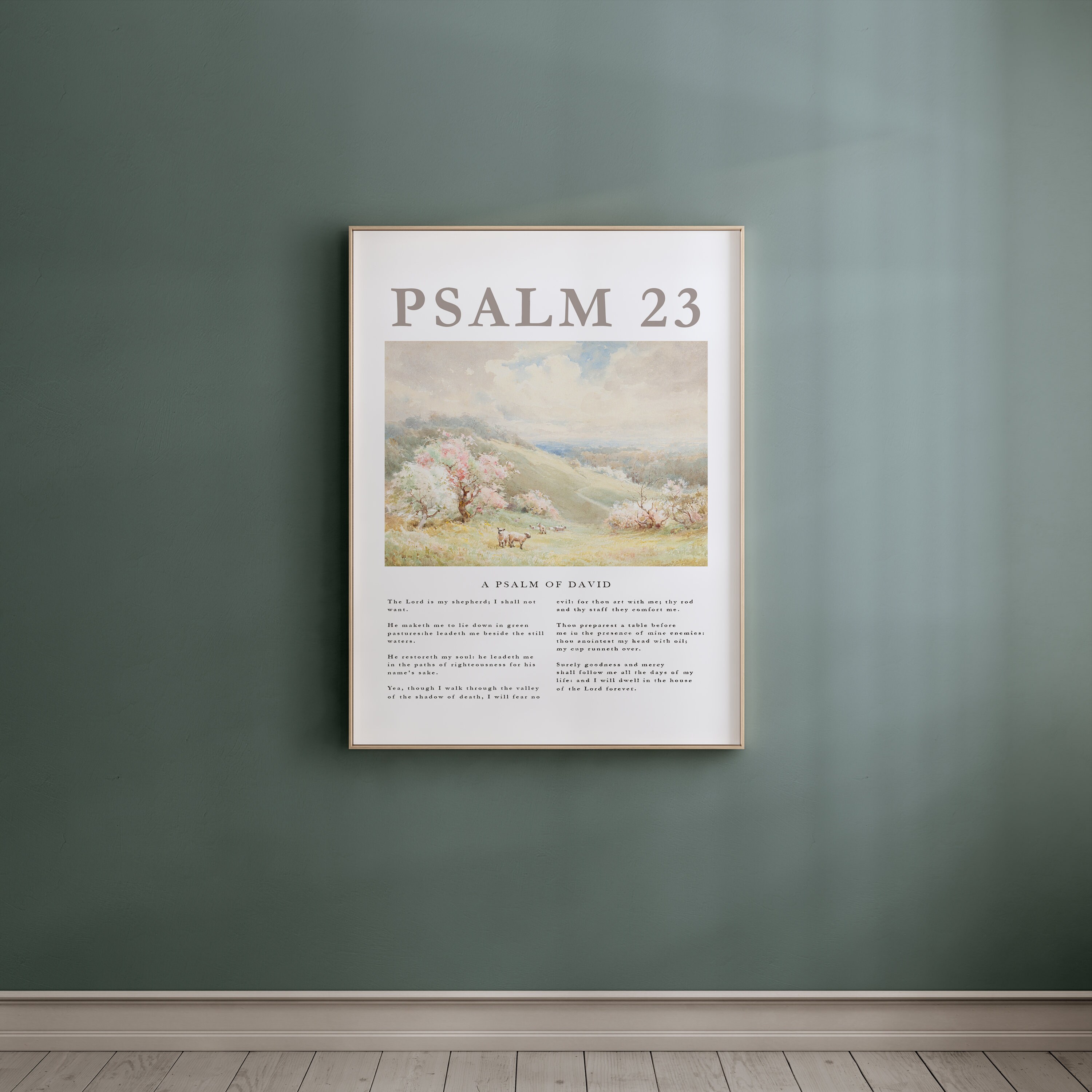 Psalm 23 Scripture Wall Art Printable, the Lord is My Shepherd Vintage ...
