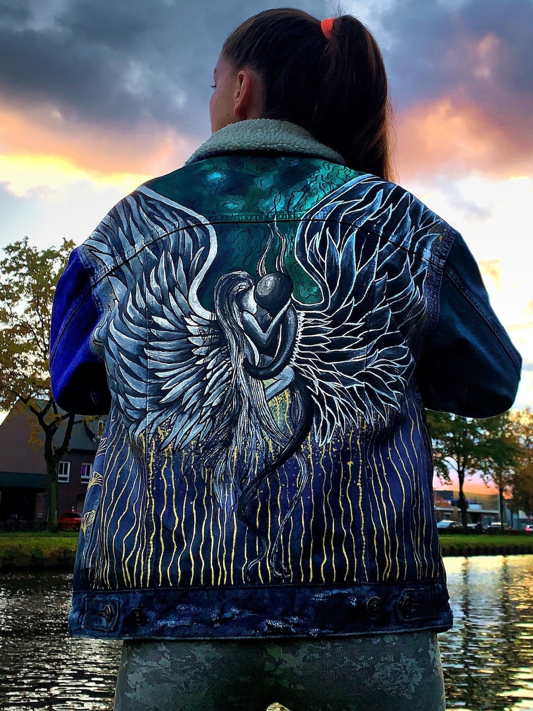Custom Jeans angel and Demon. Hand Painted Denim Jacket. the Best Gift ...