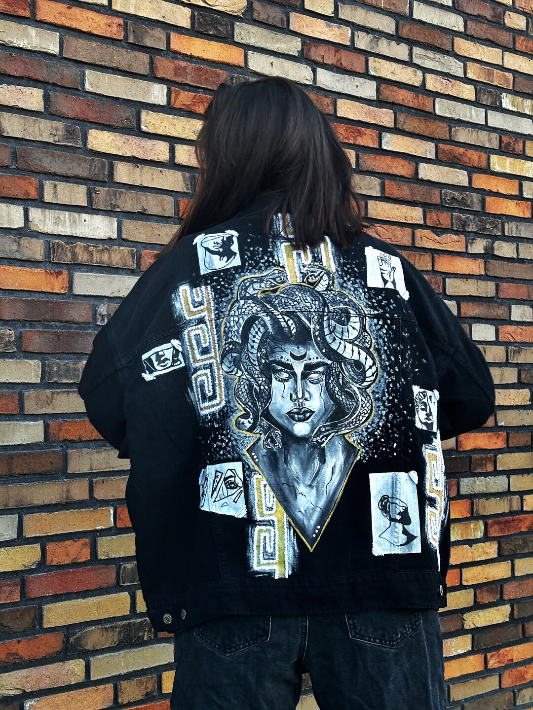 Custom Jeans gorgon Jellyfish. Hand Painted Denim Jacket With ...