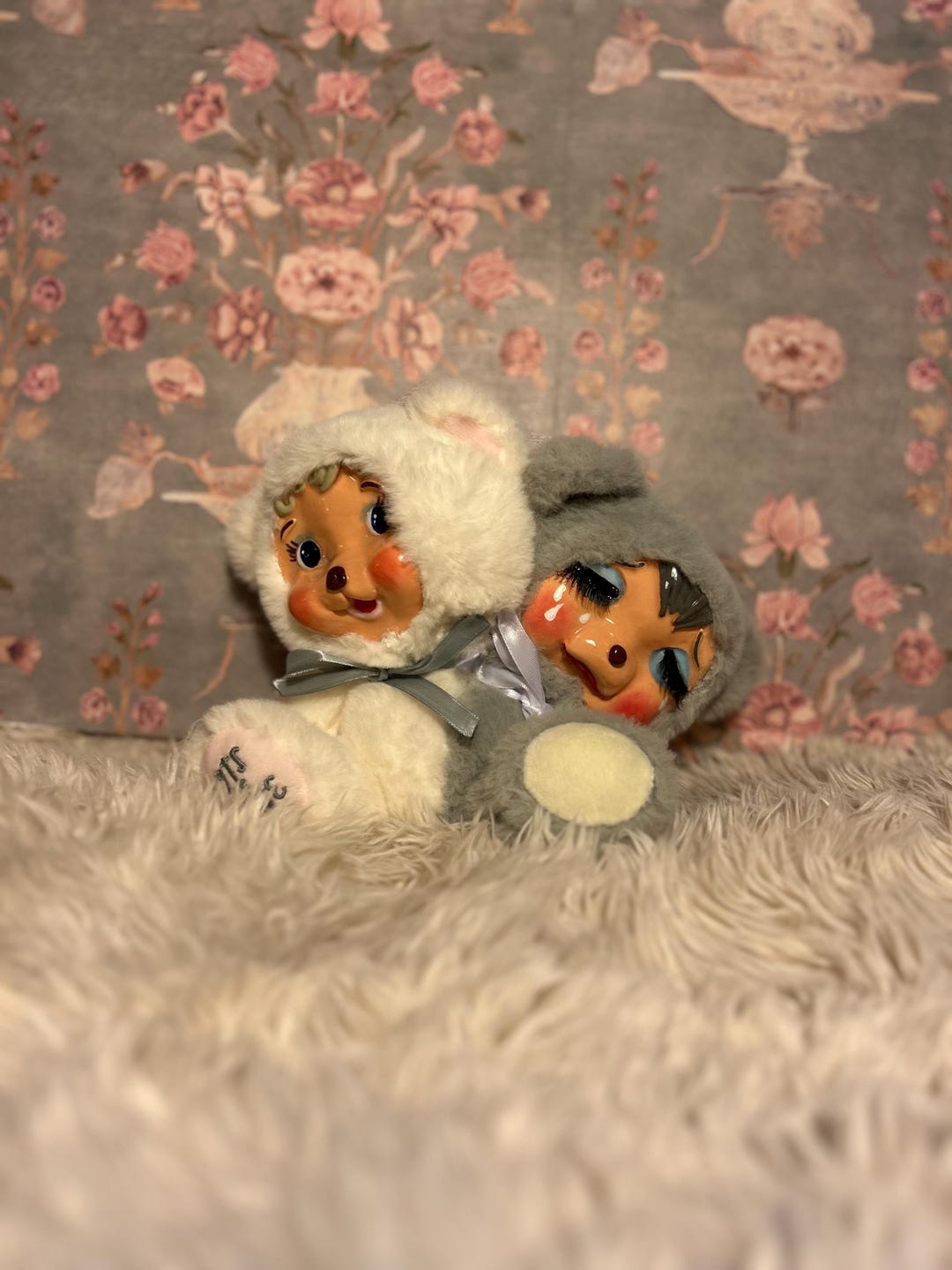 Two Headed Clay Face Plush Doll / Handmade Art Plush Decoration ...