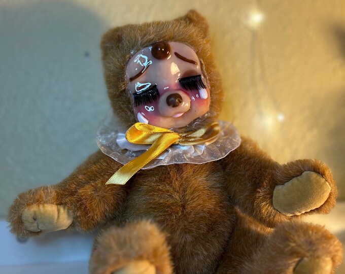 Crying Bear Clay Face Plush Doll / Handmade Art Plush Decoration ...