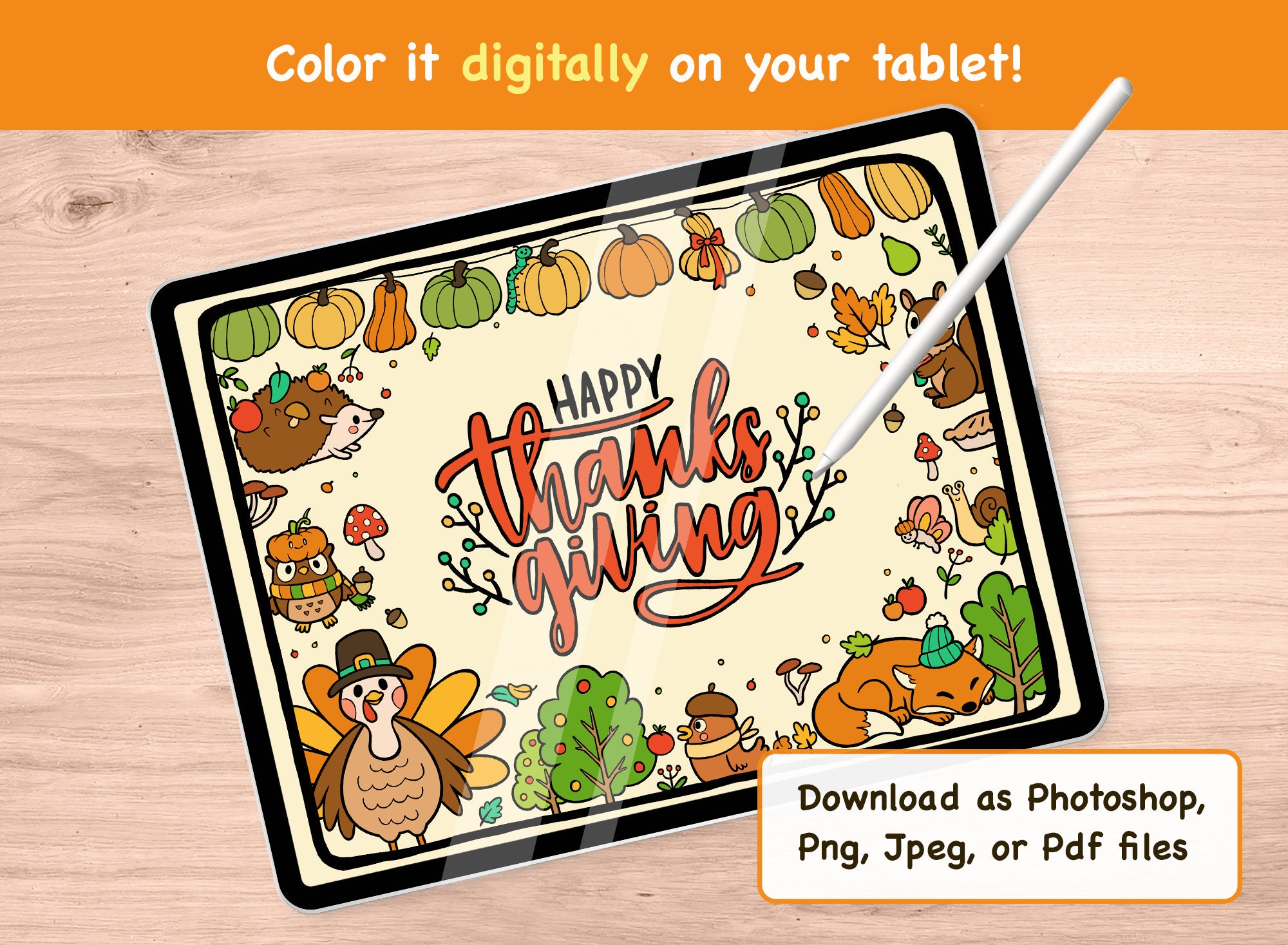 Cute Thanksgiving Placemat | PRINTABLE | Thanksgiving Animals Coloring ...