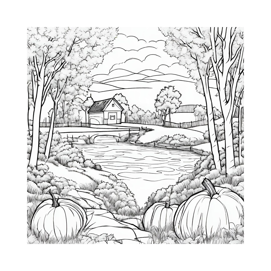 Fall Themed Coloring Pages - Etsy