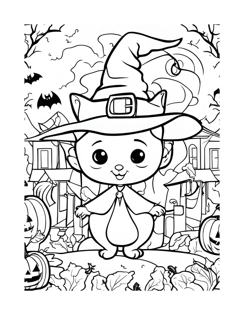 22 Halloween Fun Coloring for Kids, Pumpkins, Cats, Haunted Houses ...