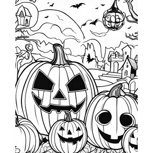 22 Halloween Fun Coloring for Kids, Pumpkins, Cats, Haunted Houses ...