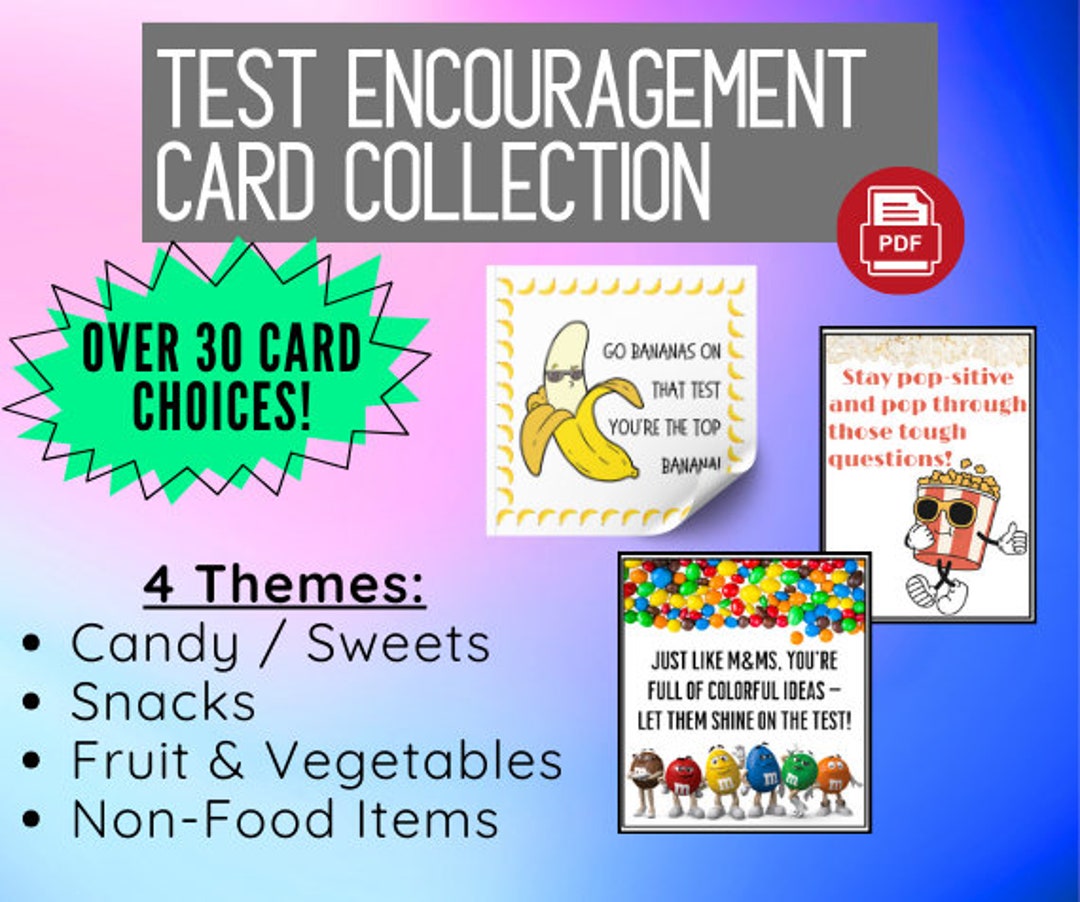 Test Encouragement Cards! | 30+ Cards | Print, Cut, & GO! - Etsy