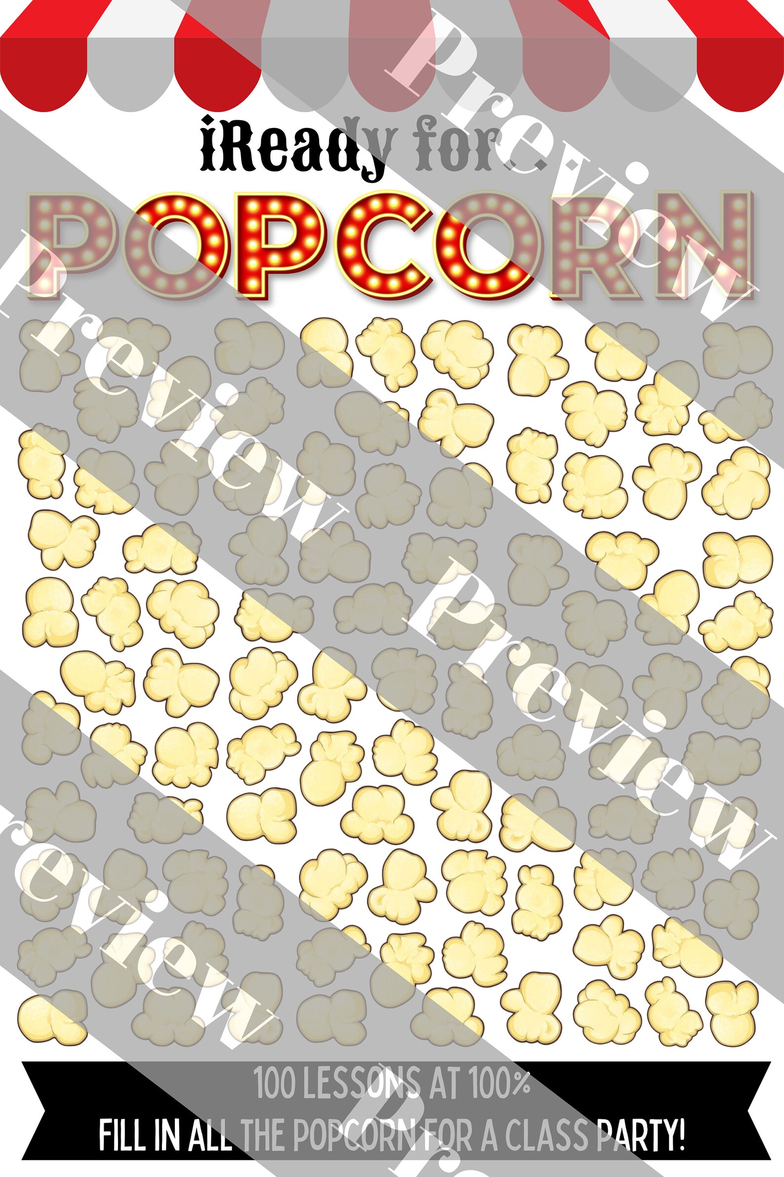 Iready Incentive Reward Poster (popcorn - 100 Lessons) - Etsy