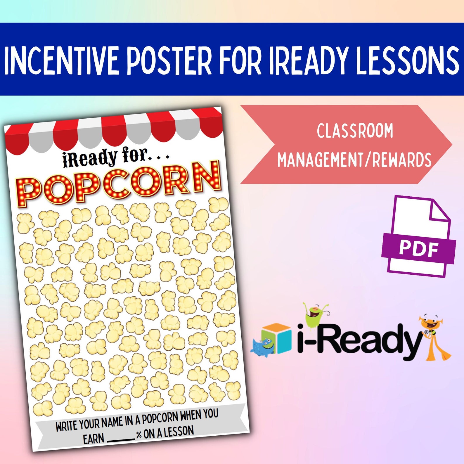 Iready Incentive Reward Poster (popcorn - 100 Lessons) - Etsy