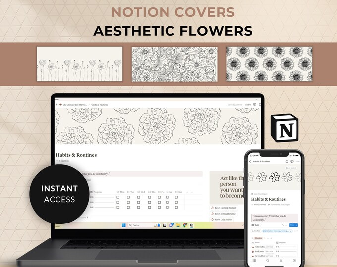 Notion Custom Package With Summer Lily Flower Theme, Notion Templete Custom Bundle, Dividers ...