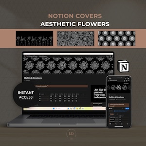 Notion Template Covers Aesthetic Dark Flower Notion Icons Covers Bundle ...