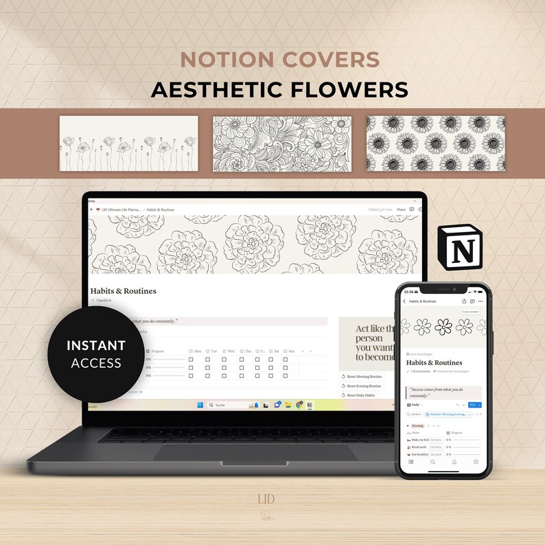 Notion Template Cover Flowers Aesthetic Notion Icons Covers Bundle ...